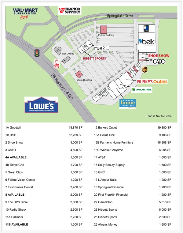 Springdale Plaza - store list, hours, (location: Camden, South Carolina ...